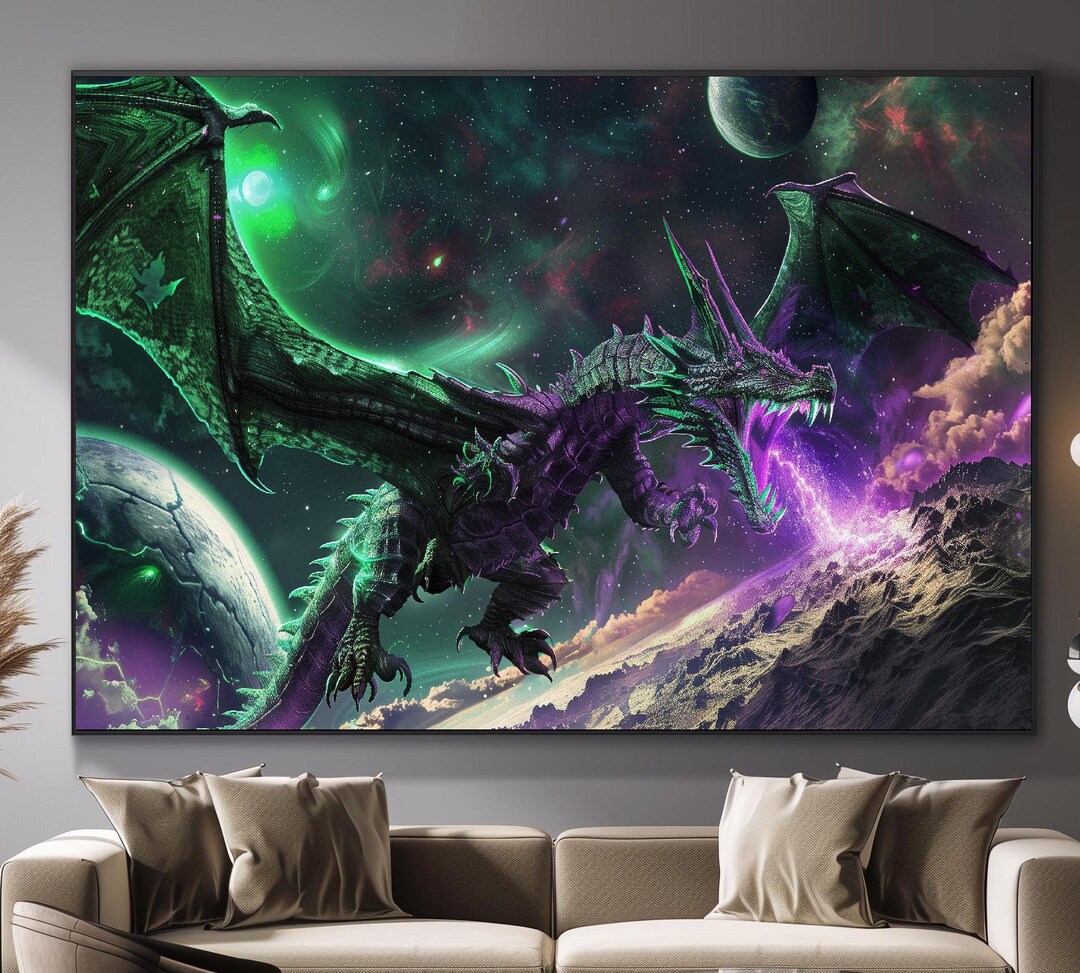 Sci-fi Outer Space Mystical Dragon Picture | Canvas Wall Art Poster ...