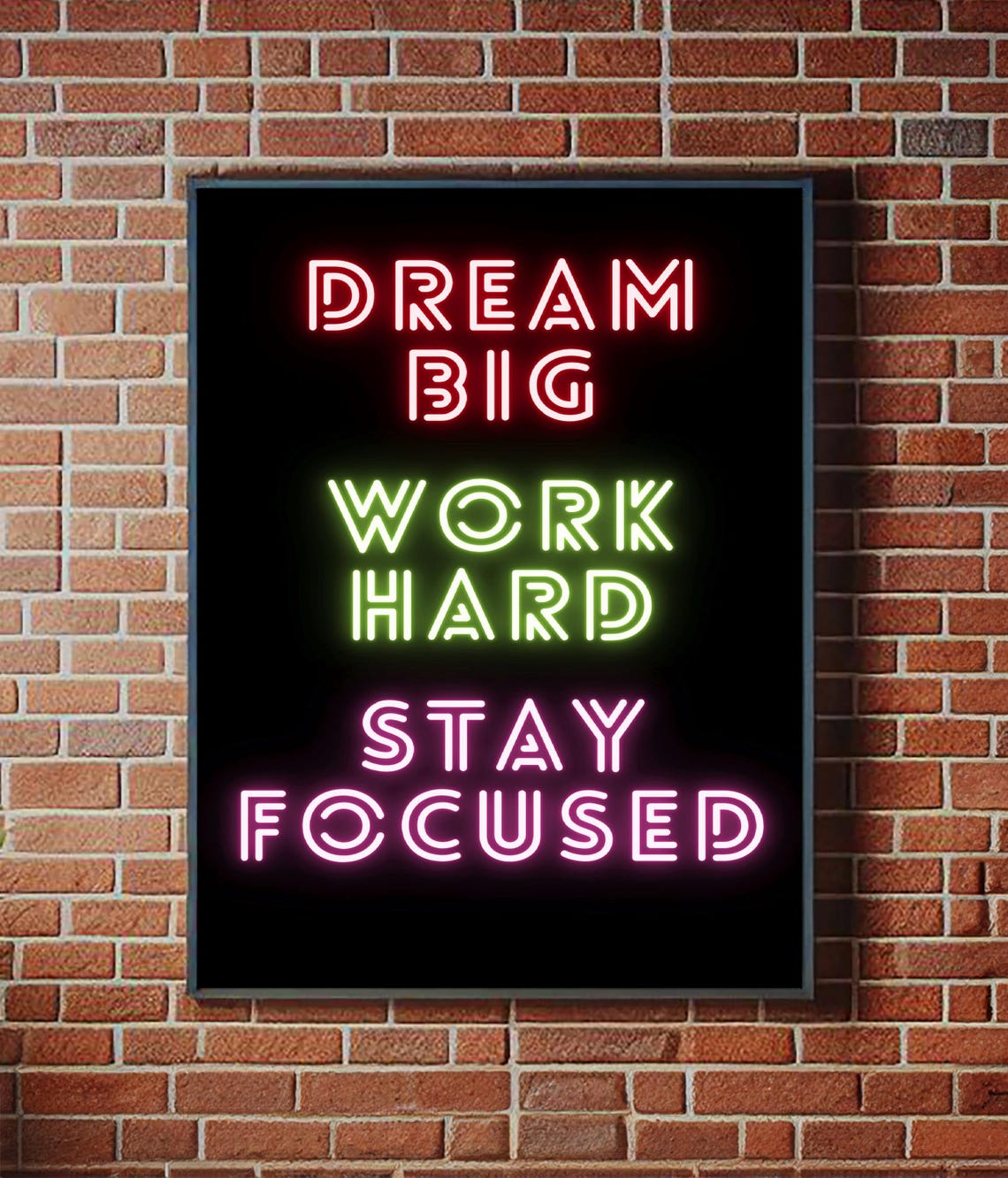 Dream Big Work Hard Stay Focused Poster or Canvas Wall Art ...