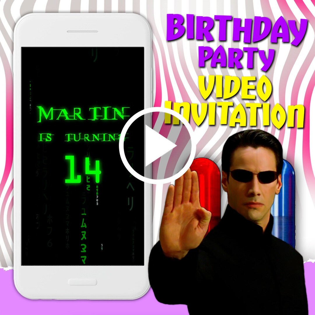 Matrix Birthday Party Video Invitation, Virtual Digital Animated Video ...