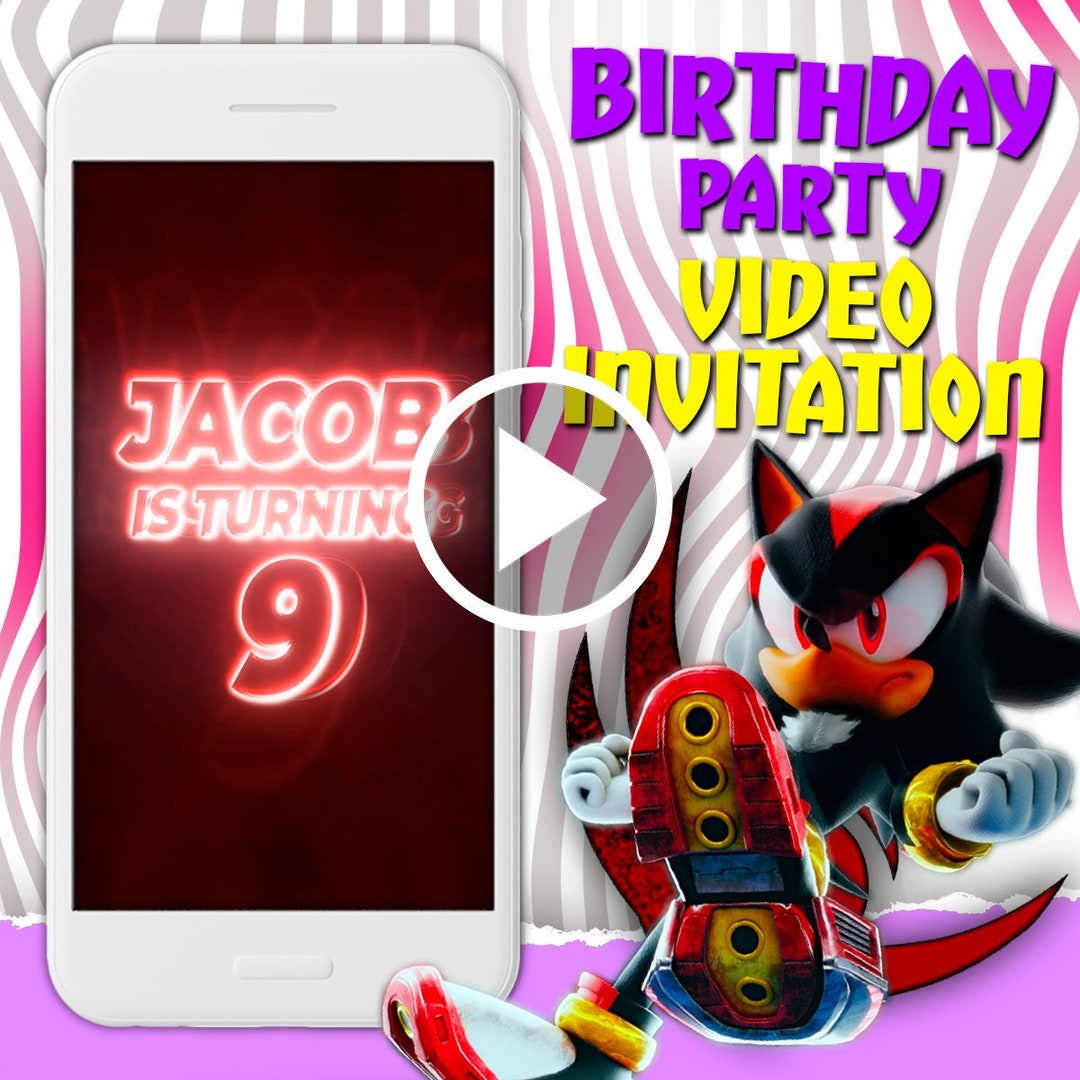 Shadow the Hedgehog Birthday Party Video Invitation, Sonic Digital ...