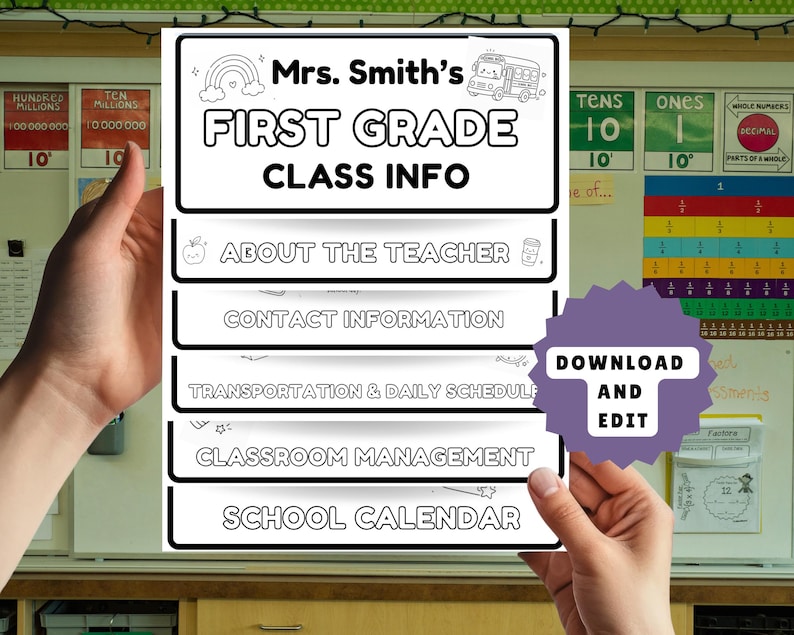 K-6 Class Information Flipbook, Back to School Meet the Teacher ...