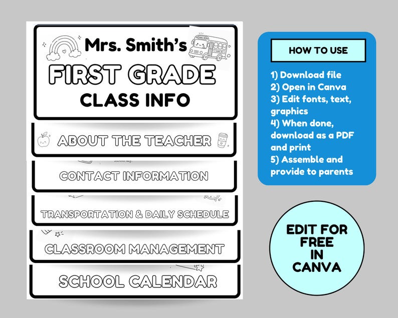 K-6 Class Information Flipbook, Back to School Meet the Teacher ...