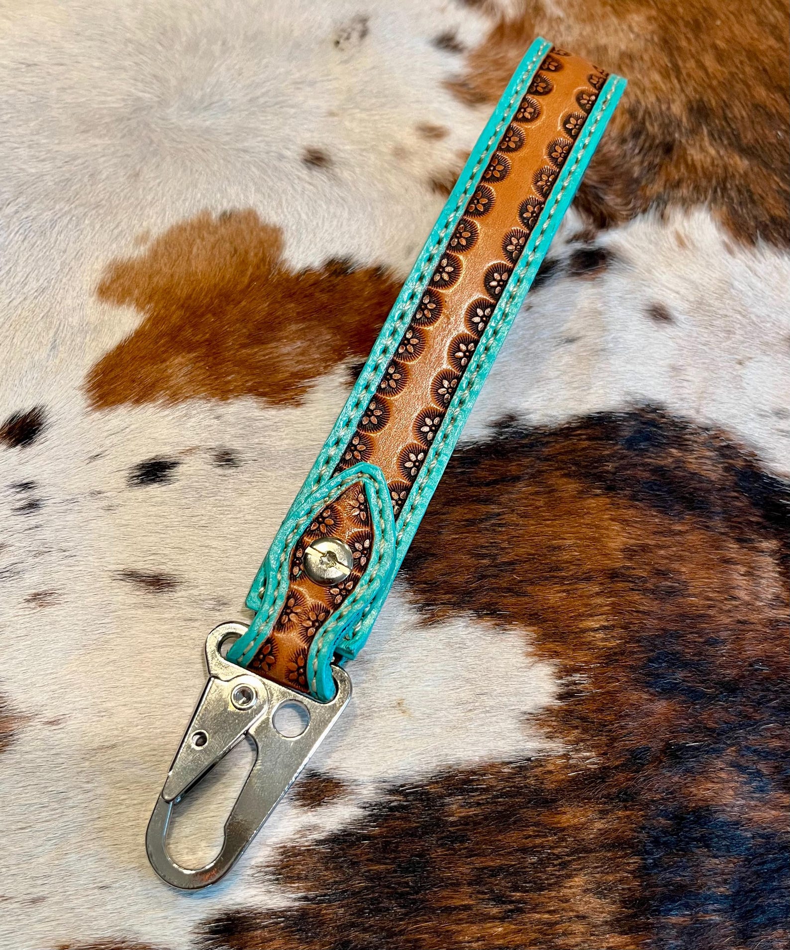 Custom Leather Wristlet With Initials - Etsy