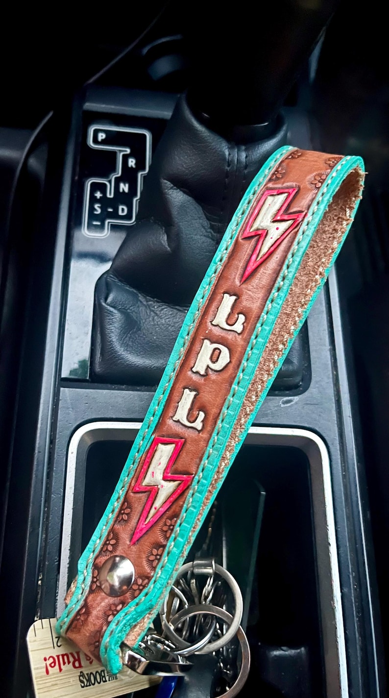 Custom Leather Wristlet With Initials - Etsy