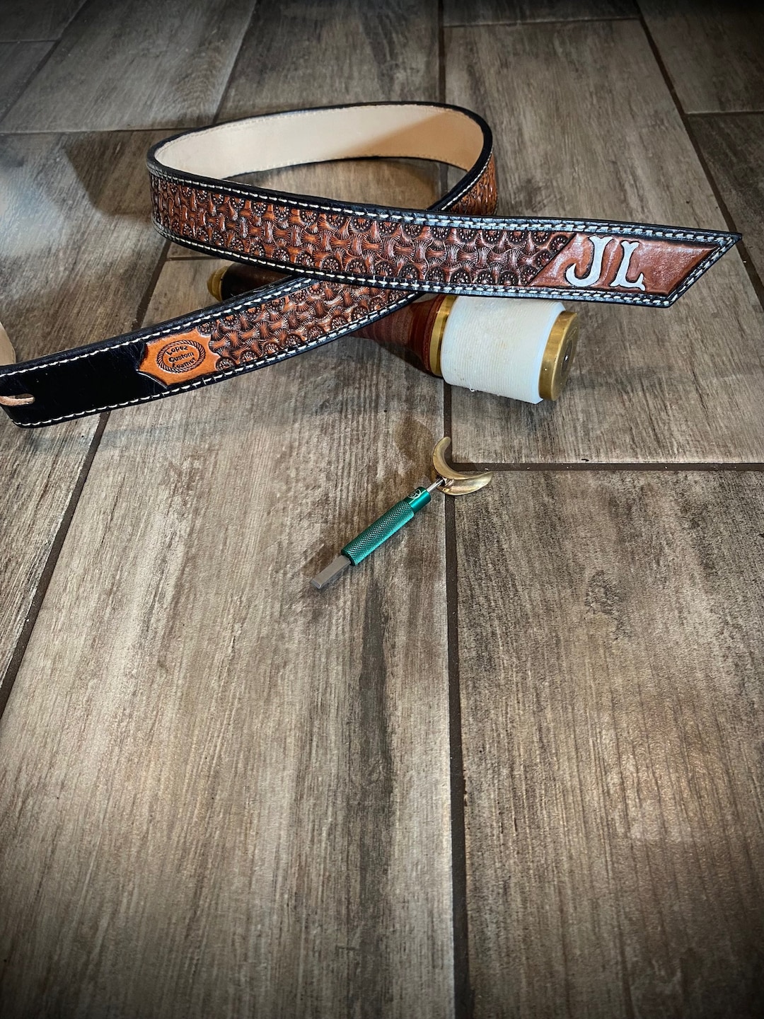Custom Leather Tooled Belt With Initials or Last Name Different Options ...