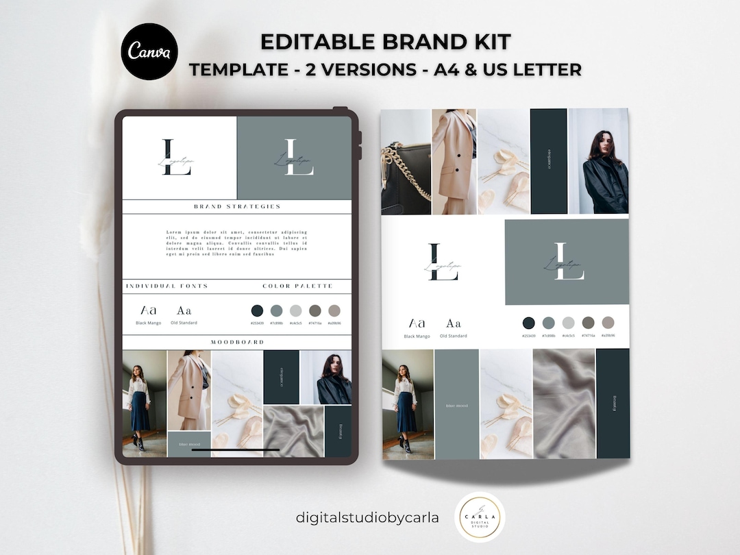 Elegant Brand Kit Template: Editable Blue Business Branding Guidelines ...