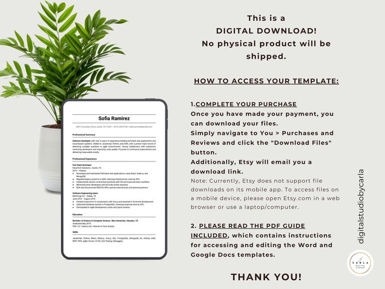 Professional CV Template for Google Docs & Word | ATS Resume Template ...