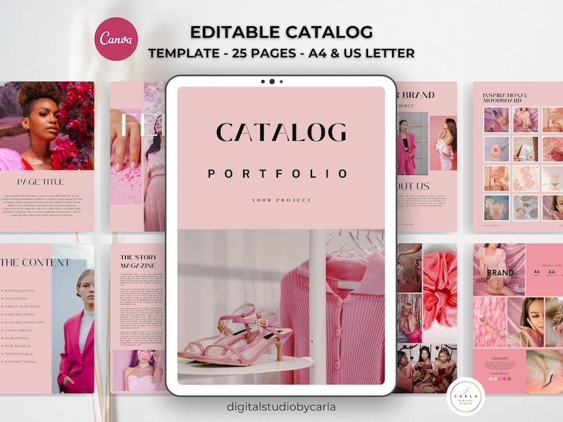 Pink Fashion Catalog Template: 25 Editable Pages for Professional ...