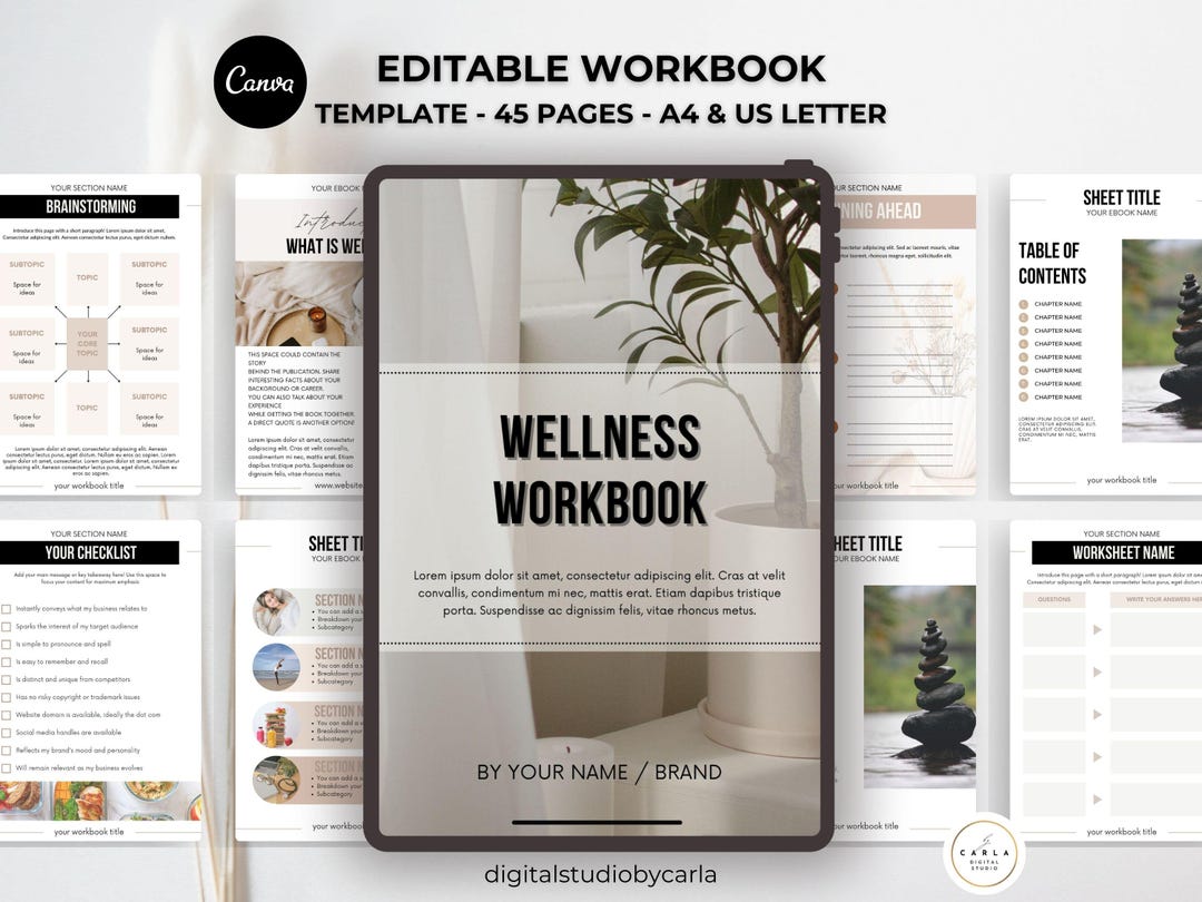 Editable Wellness Coaching Workbook Template | 45 Self-care Pages for ...