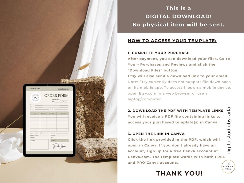 Editable Order Form Template Canva: Printable Business Forms With Logo (digital Download) - Etsy ...