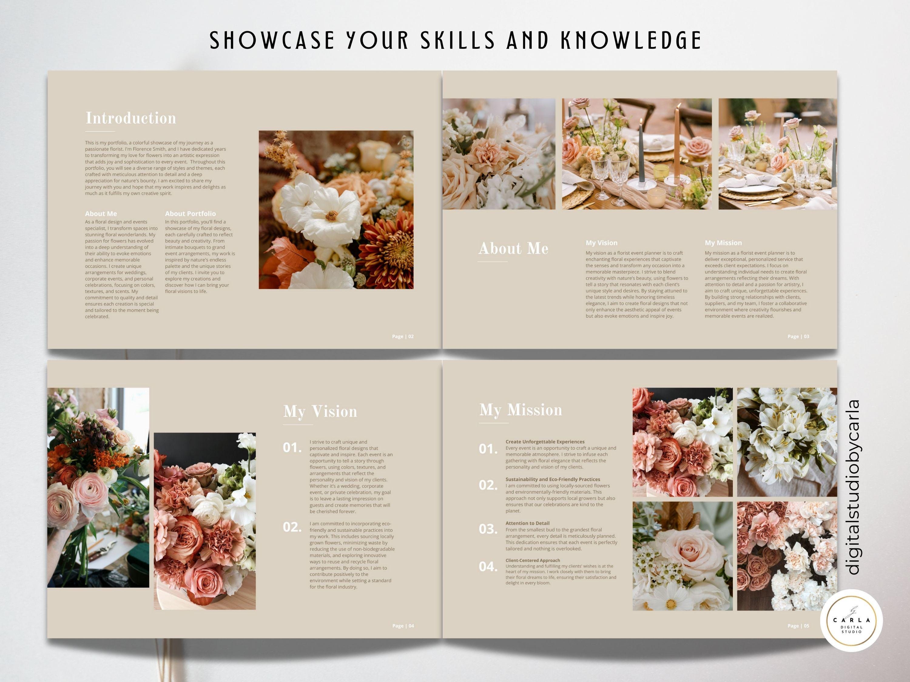 Florist Portfolio Template Canva | Digital Business Lookbook | Wedding ...