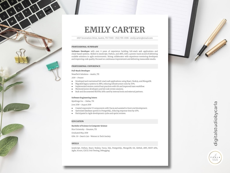 Professional CV Template Word | ATS Friendly Resume Template Google ...