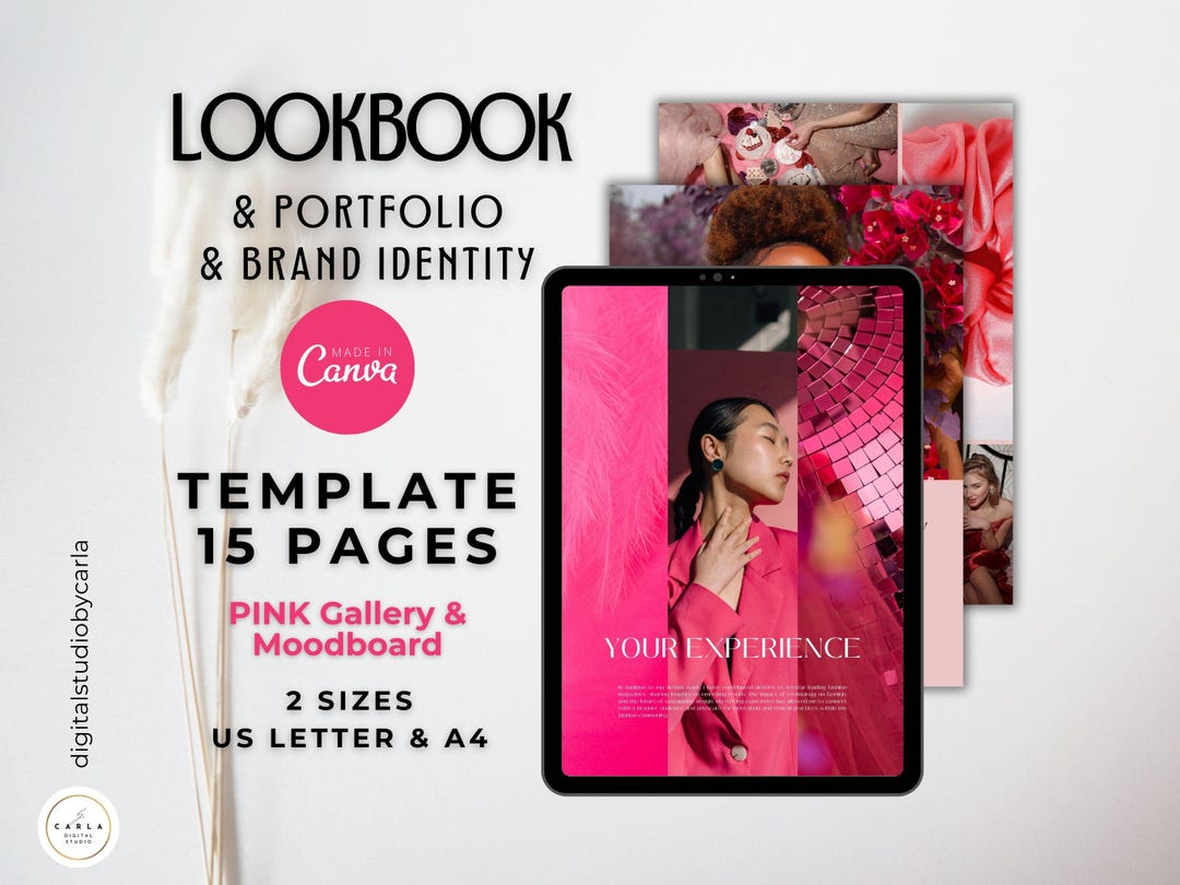 Pink Portfolio Template Canva | Digital Fashion Lookbook & Brand ...