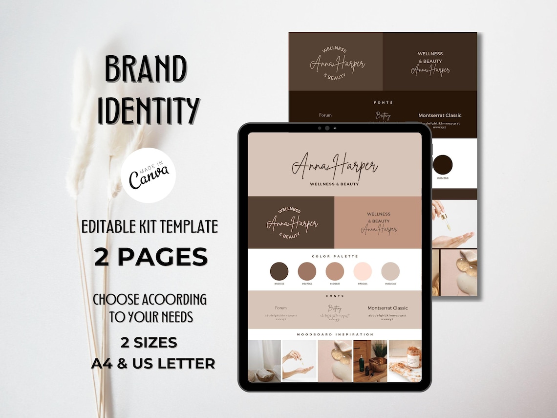 Neutral Brand Kit Template Brand Board Template Pre-made Branding Kit ...