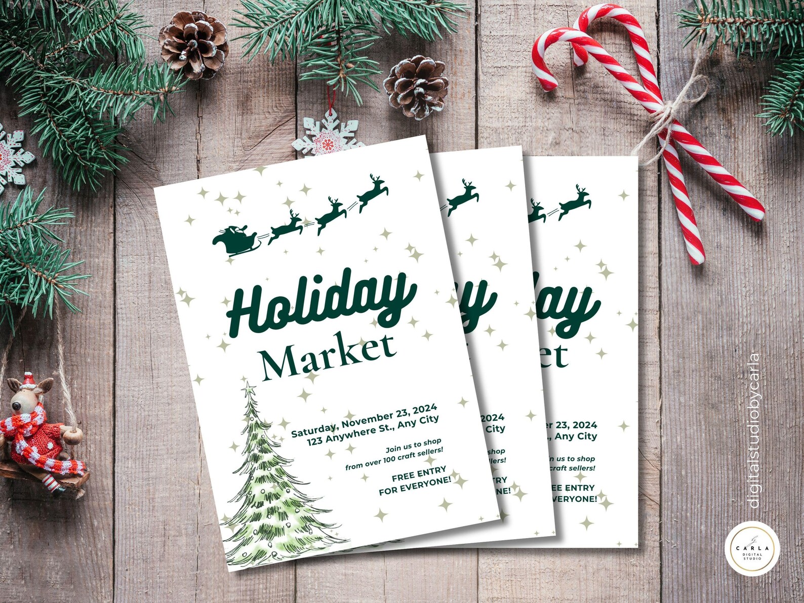 Holiday Market Flyer Editable Canva Template Christmas Craft Show ...