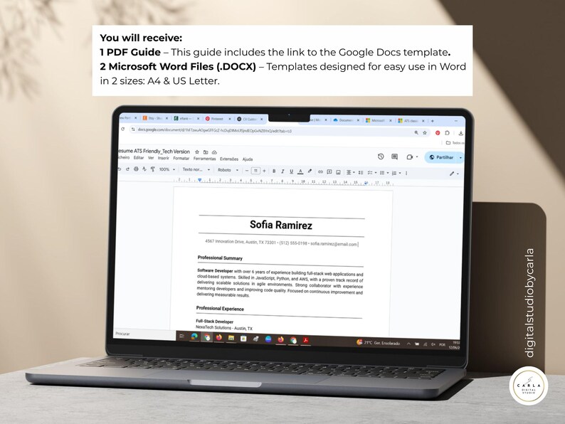 Professional CV Template for Google Docs & Word | ATS Resume Template ...
