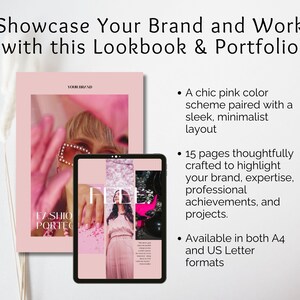Pink Portfolio Template Canva | Digital Fashion Lookbook & Brand ...