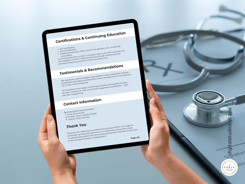 Nursing Portfolio Template for Canva | Editable Nurse Resume & CV ...