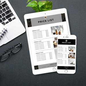 Elegant Black Price List Template - Editable Canva Digital Catalog ...