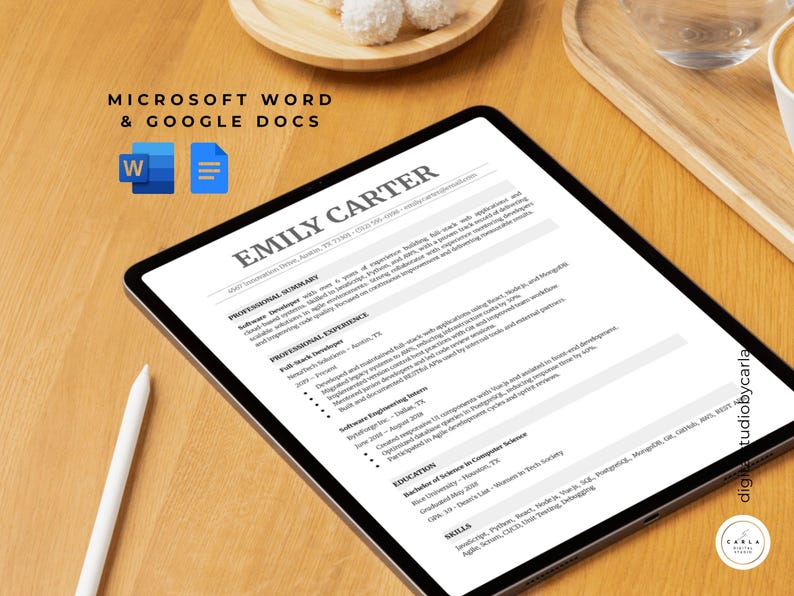 Professional CV Template Word | ATS Friendly Resume Template Google ...