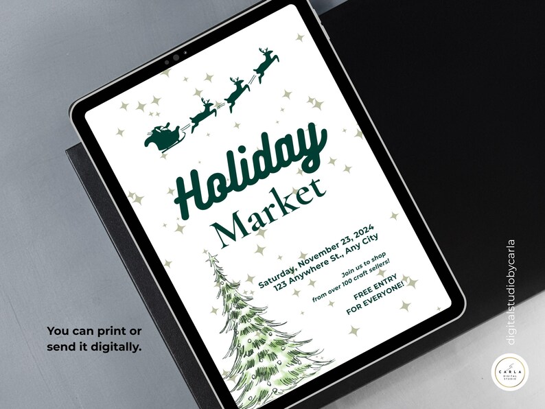Christmas Market Flyer Template - Editable Holiday Canva Design ...