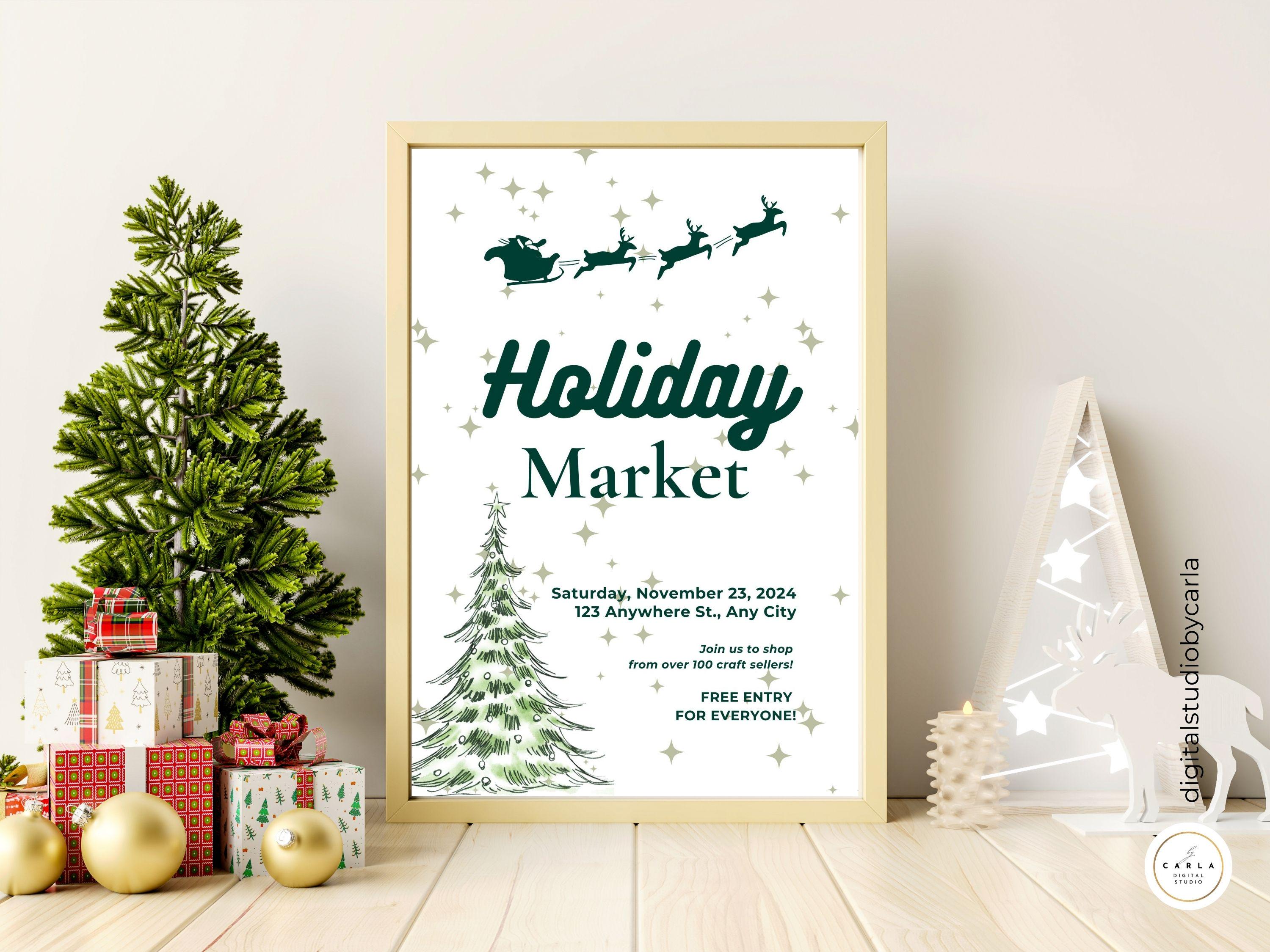 Holiday Market Flyer Editable Canva Template Christmas Craft Show ...