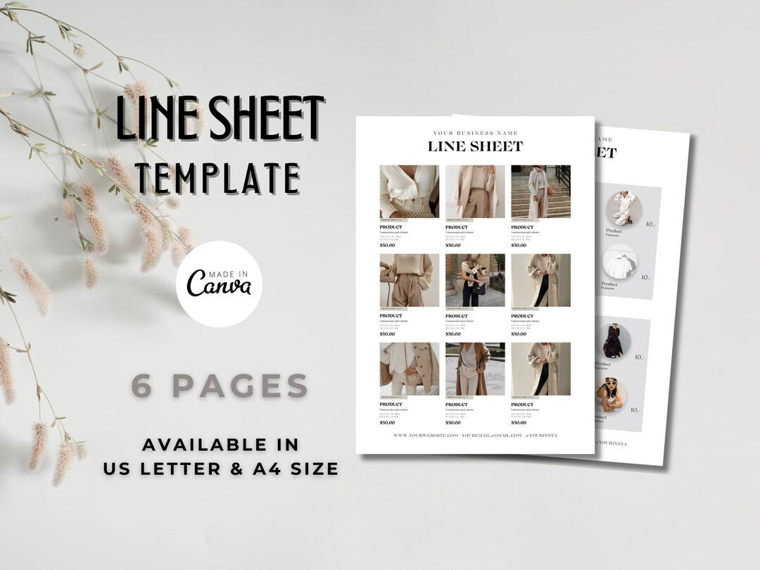 Line Sheet Lead Magnet | Line Sheet Template | Fashion Wholesale ...