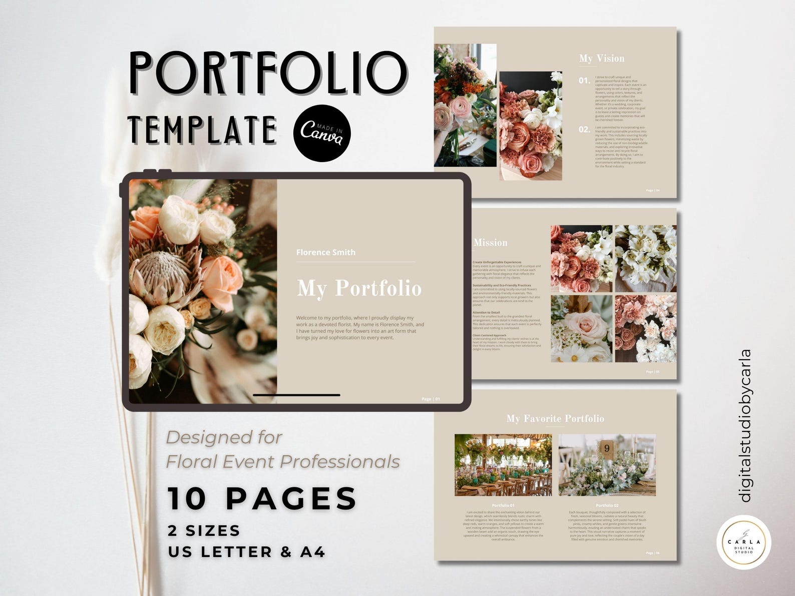 Florist Portfolio Template Canva | Digital Business Lookbook | Wedding ...