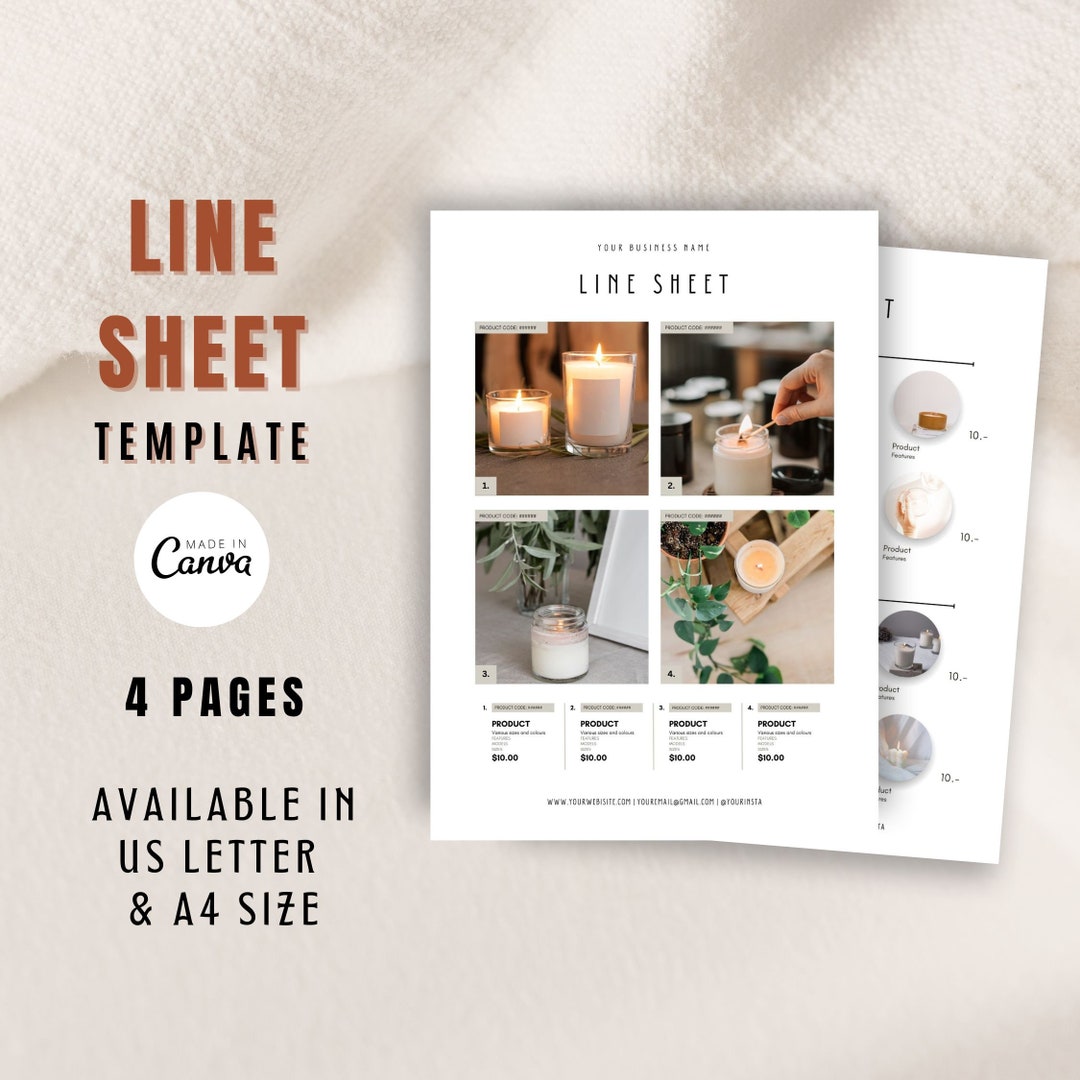 Line Sheet Lead Magnet Editable Line Sheet Template Candle Wholesale ...