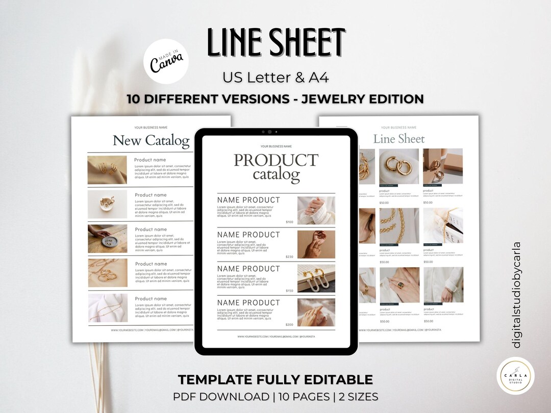 Jewelry Line Sheet Lead Magnet | Digital Catalog Template | Line Sheet ...