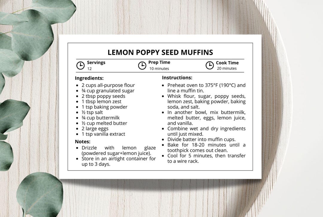 Editable Recipe Card Template: Minimalist Cookbook Inserts - Digital ...