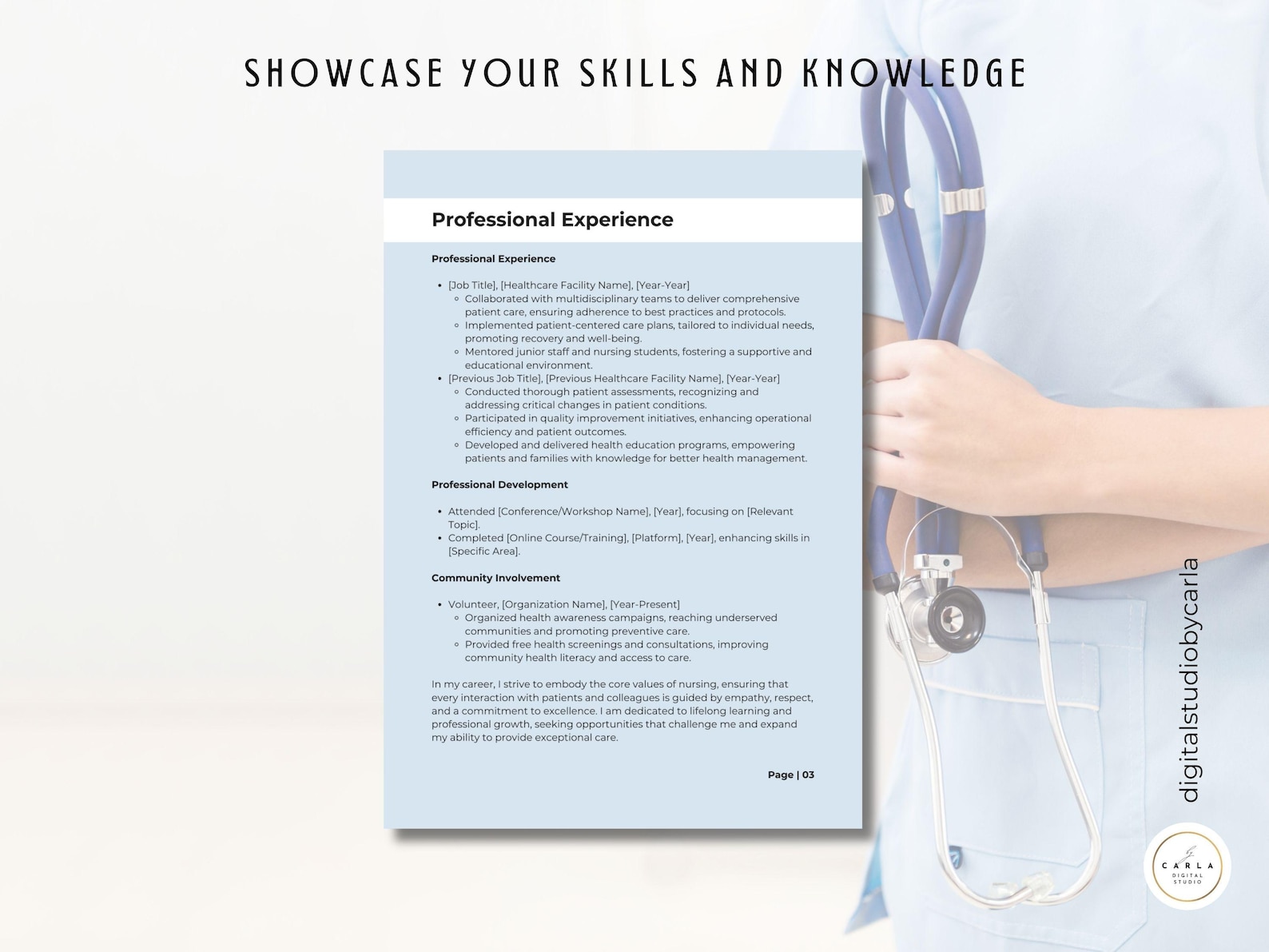 Nursing Portfolio Template Canva | Editable Canva Resume | Nurse CV ...