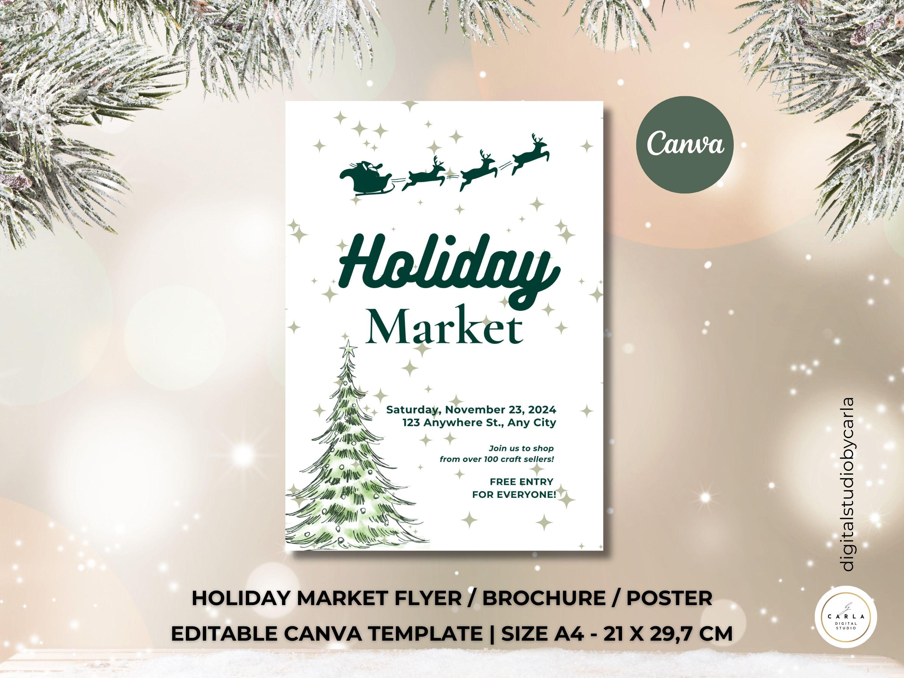 Holiday Market Flyer Editable Canva Template Christmas Craft Show ...