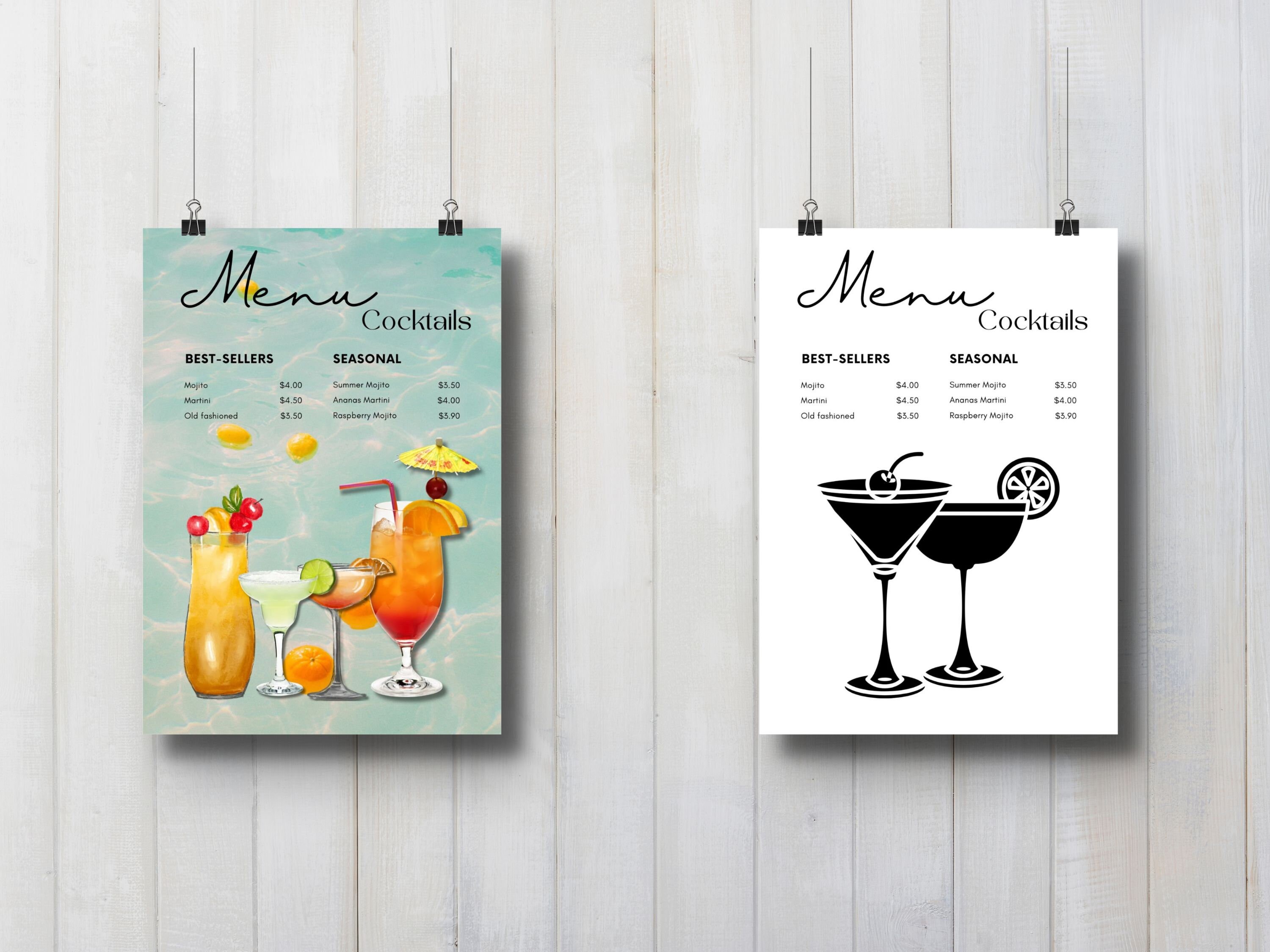 Editable Bar Menu Template - Signature Drinks Flyer & Cocktail Price ...