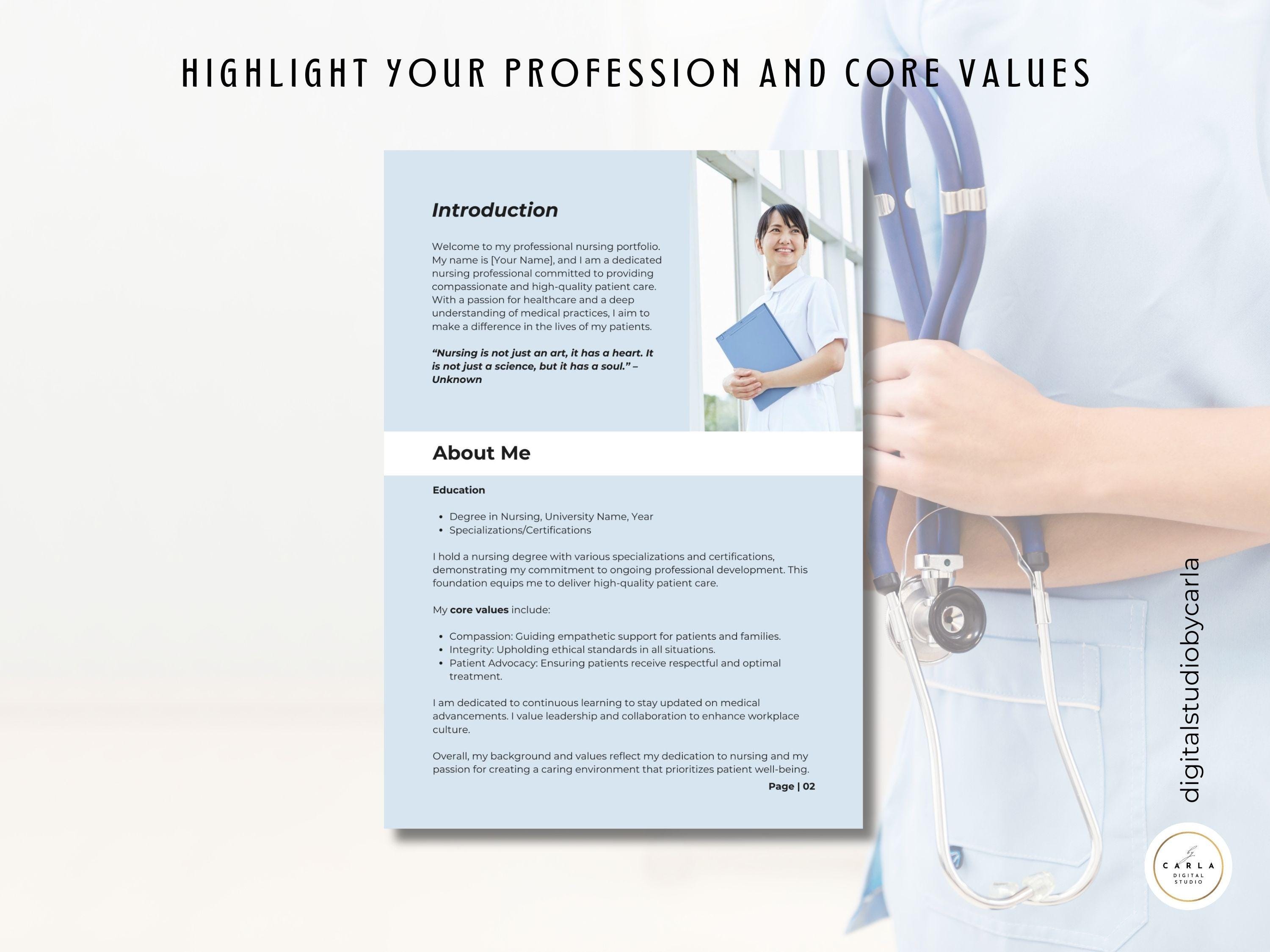 Nursing Portfolio Template Canva | Editable Canva Resume | Nurse CV ...