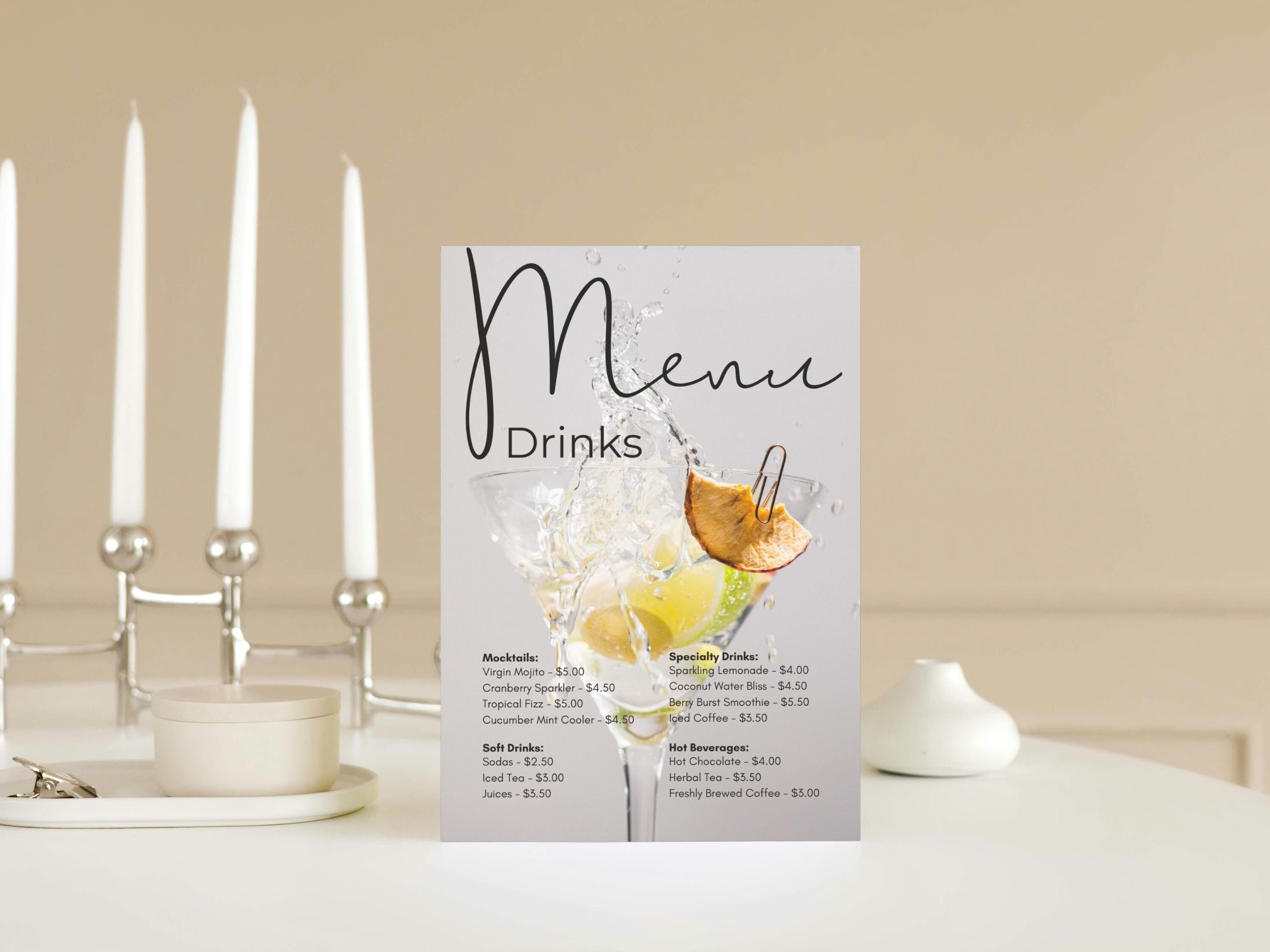 Editable Drink Menu Template Cocktail Menu Template Printable Bar Menu ...