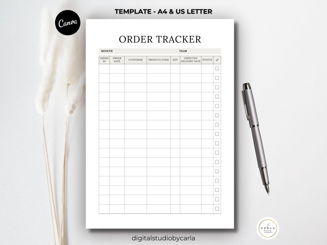 Editable Order Tracker Template: Small Business Order Log (digital ...