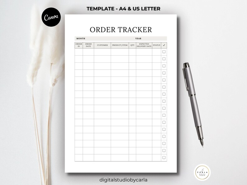 Editable Order Tracker Template: Small Business Order Log (digital ...