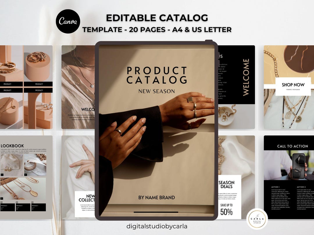 Jewelry Catalog Template: 20 Page Editable Lookbook (instant Download ...