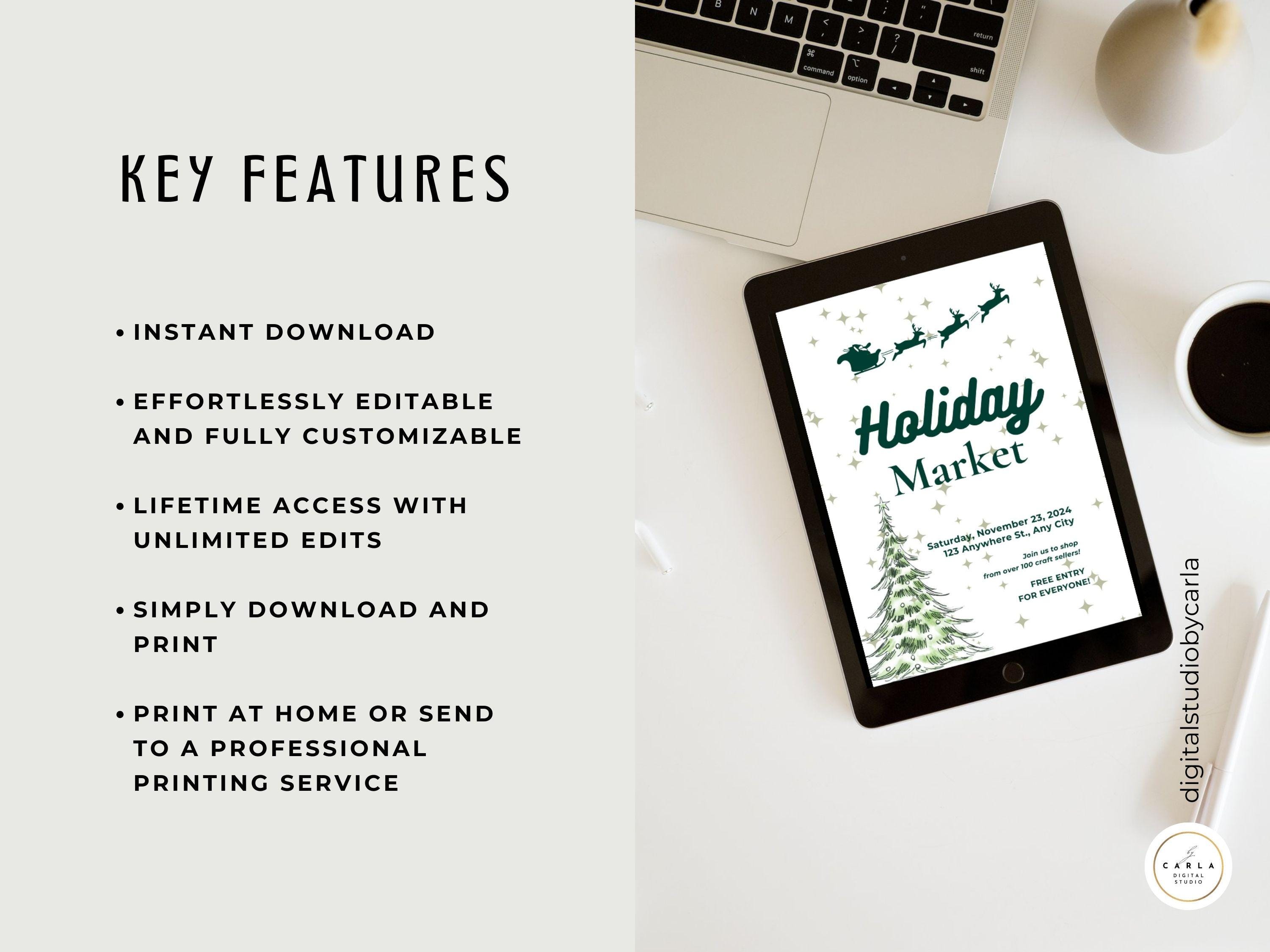 Holiday Market Flyer Editable Canva Template Christmas Craft Show ...