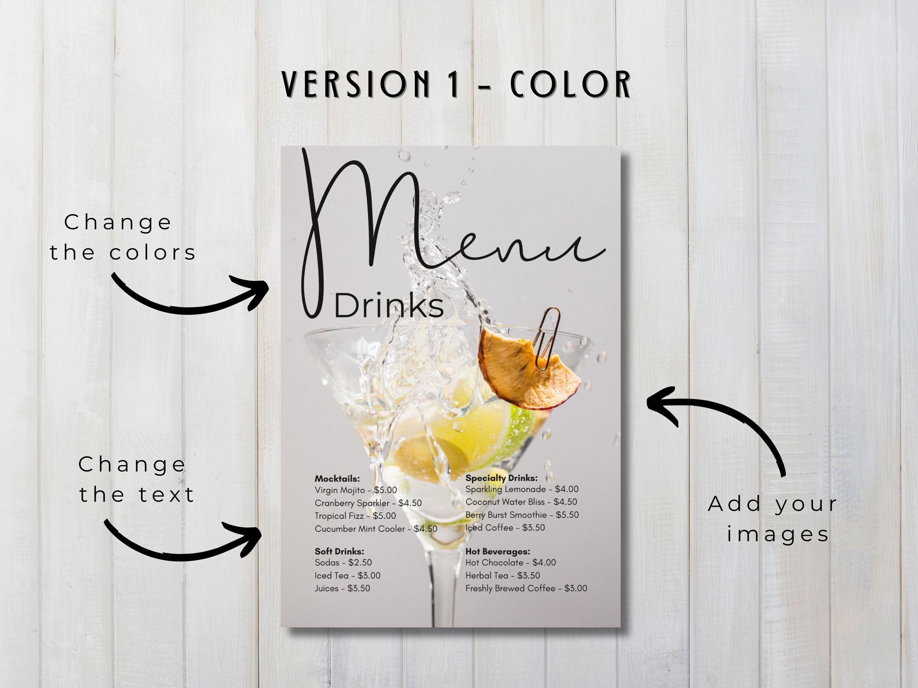 Cocktail Menu Template Printable Bar Menu Template Editable Drink Menu ...