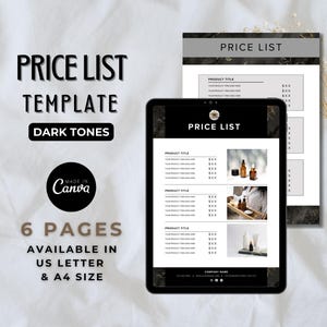 Elegant Black Price List Template - Editable Canva Digital Catalog ...