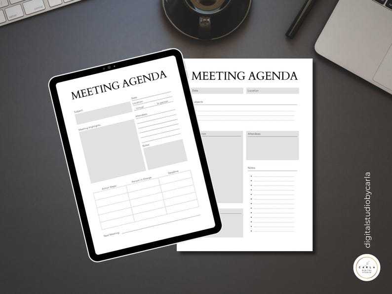 Minimalist Meeting Agenda Template - Project Management Dashboard ...