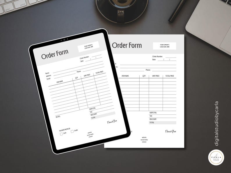Editable Order Form Template: Minimalist Business Sales (canva Digital ...