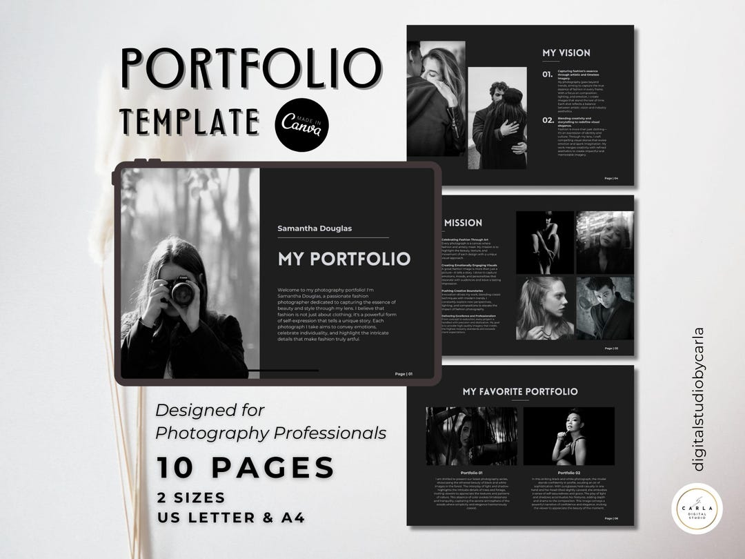 Modelo de portfólio de fotografia Canva | Lookbook minimalista ...