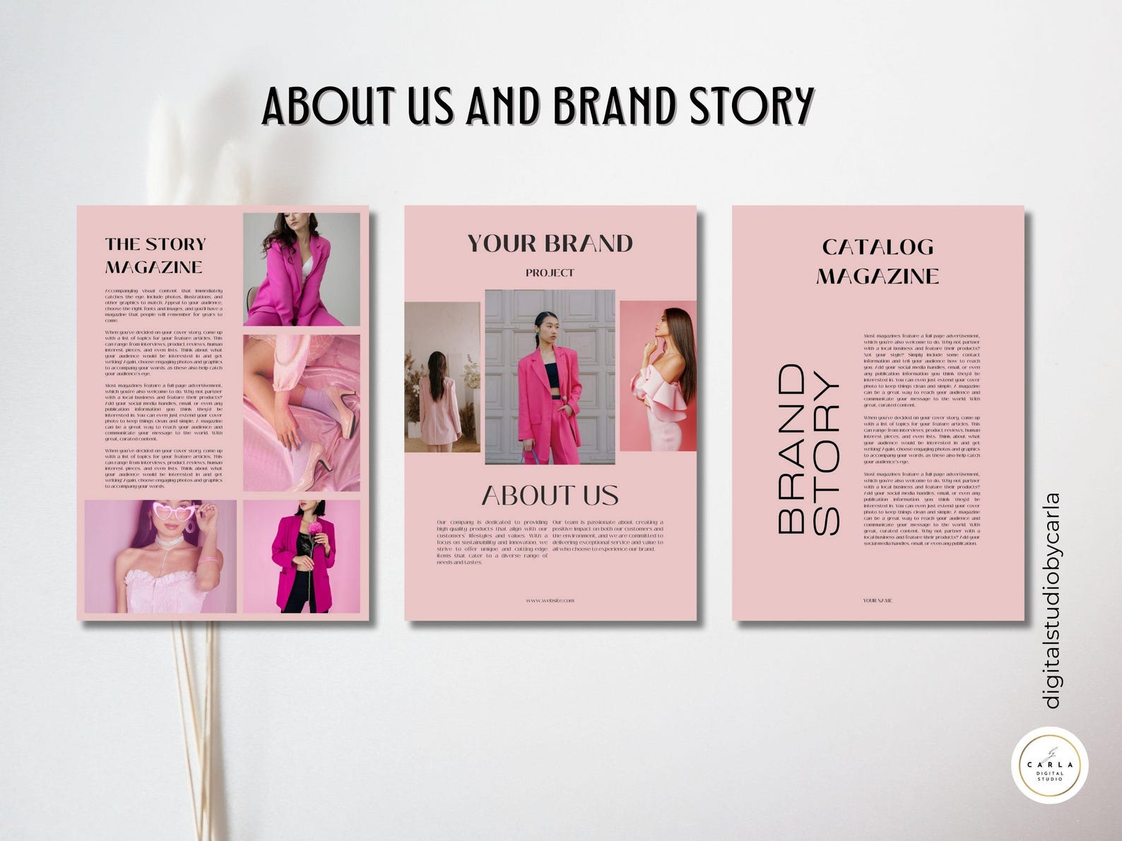 Pink Fashion Portfolio Template Canva | Digital Magazine Lookbook ...