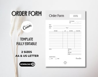 Editable Business Order Form, Order Invoice, Order Form Template ...