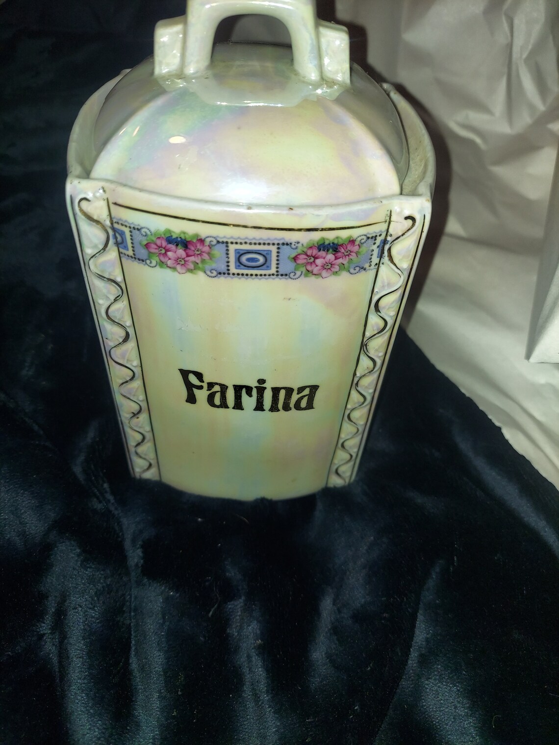 8 Beautiful Lusterware German Canister Set. Early 1900s. Iridescent ...