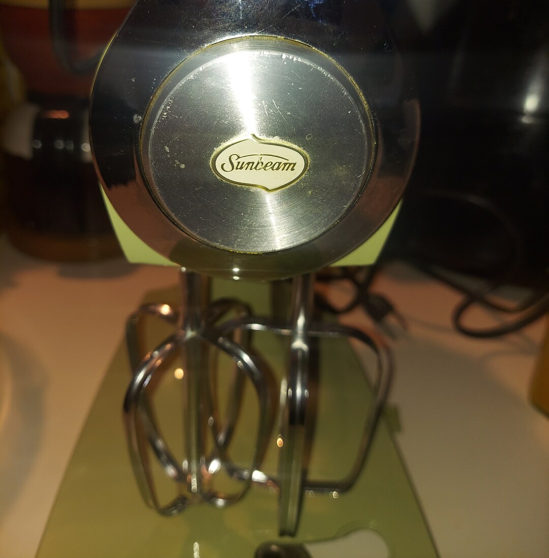 VTG MCM Sunbeam Vista Mixmaster Mixer Avocado Green/2 Sunbeam Glass ...