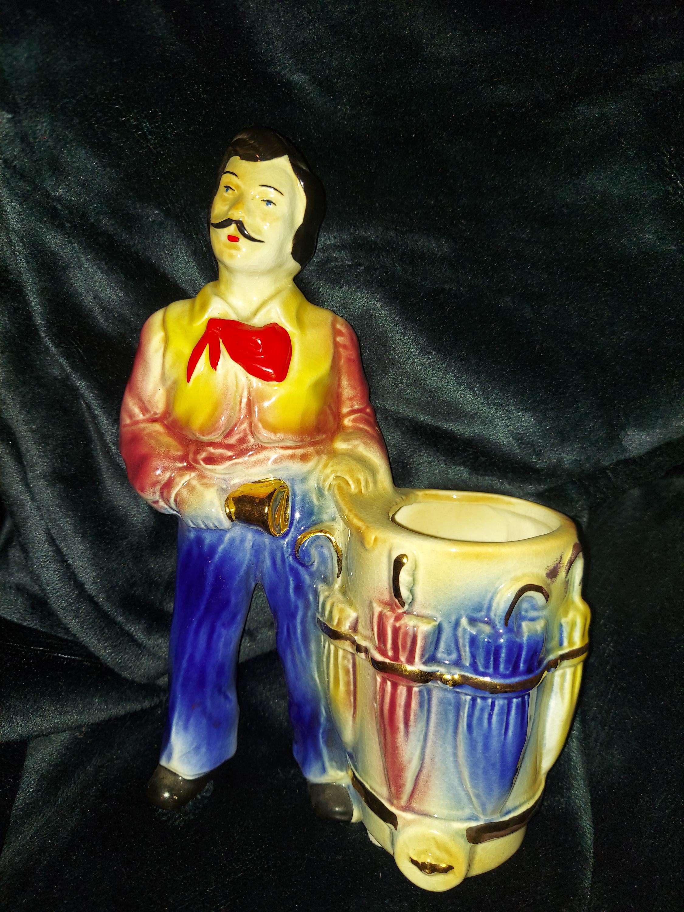 Rare Vintage Mexican Man Planter With Umbrellas- Very Colorful. Small ...